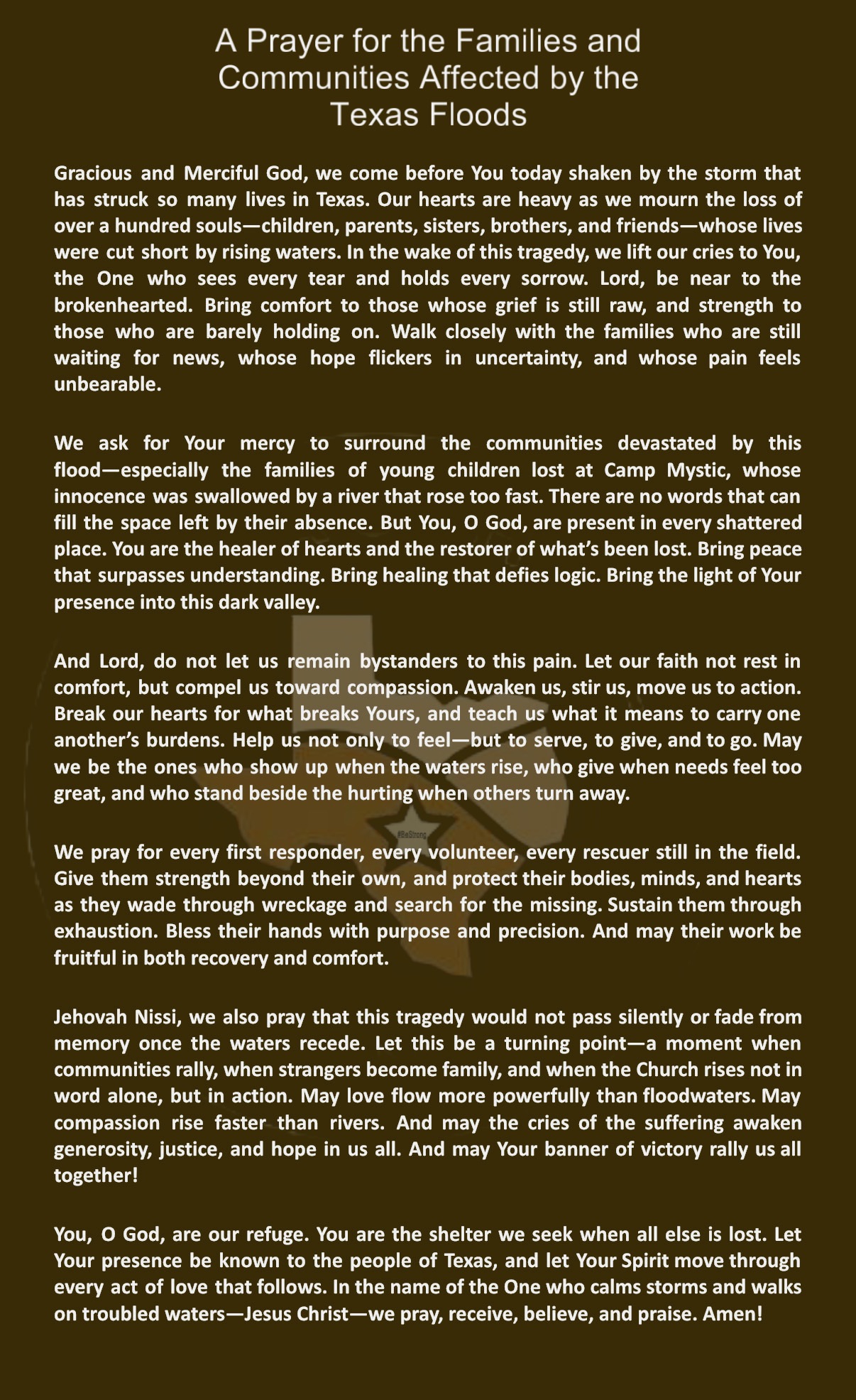 A Prayer For Texas Families and Communities Affected By The Texas ...